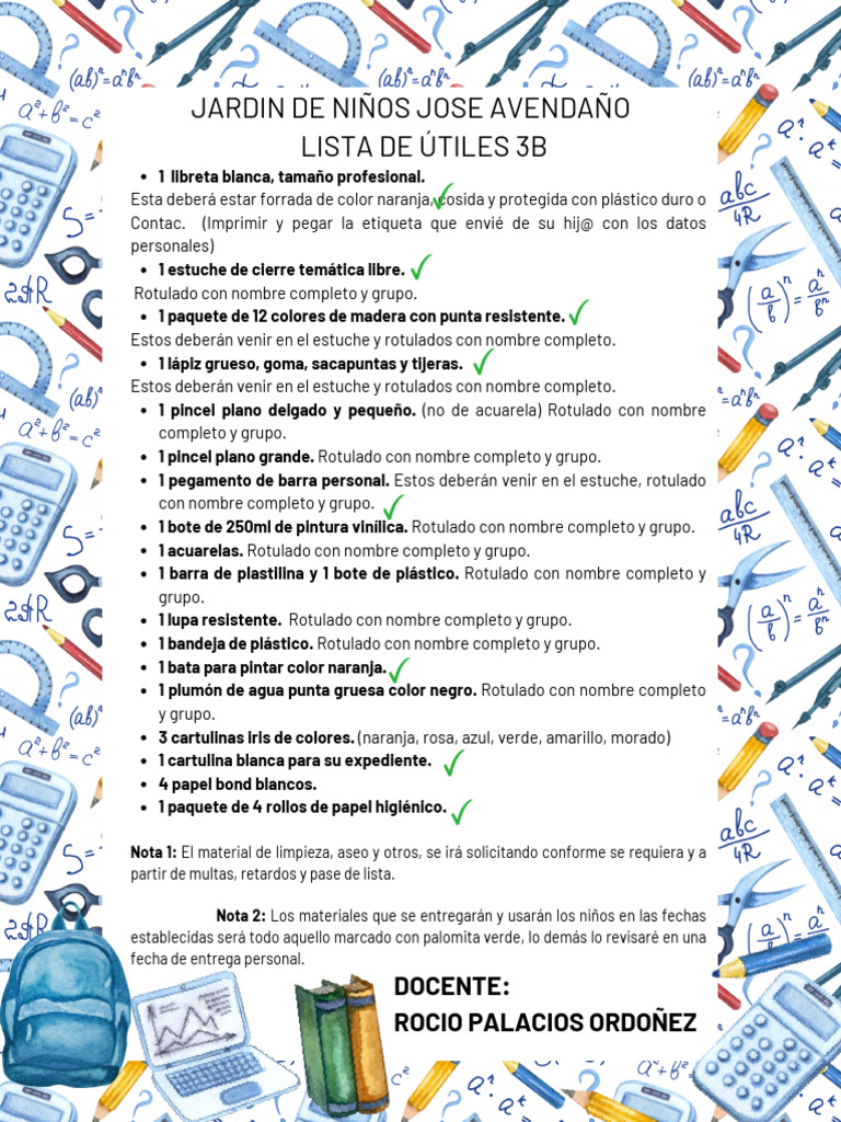 LISTA DE UTILES 3A.pdf | PDF