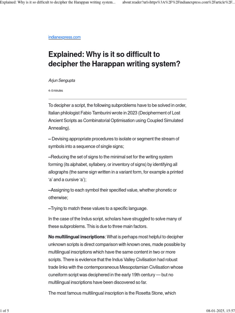 Explained_Why is it so difficult to decipher Harappan writing system | PDF | Egyptian ...