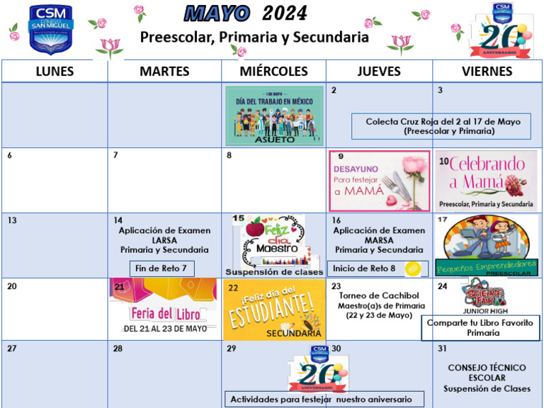 Calendario Mayo 2024 CSM | PDF