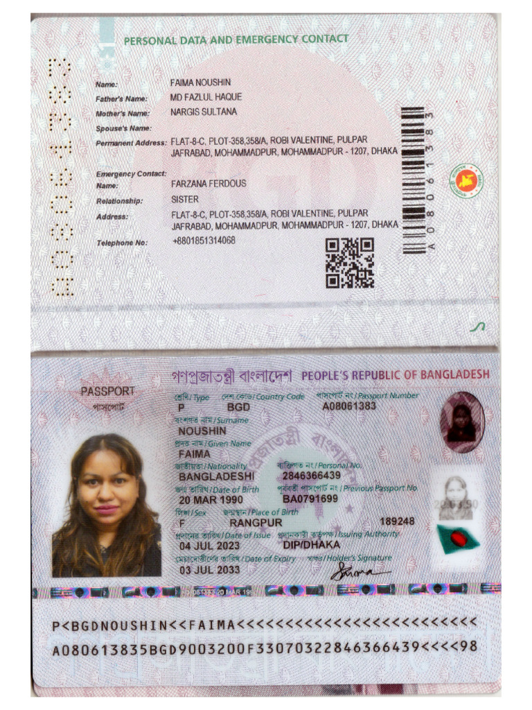 Faima Noushin Passport | PDF