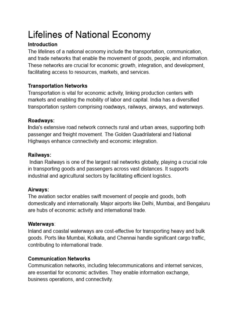 Lifelines of National Economy | PDF | Transport | Trade