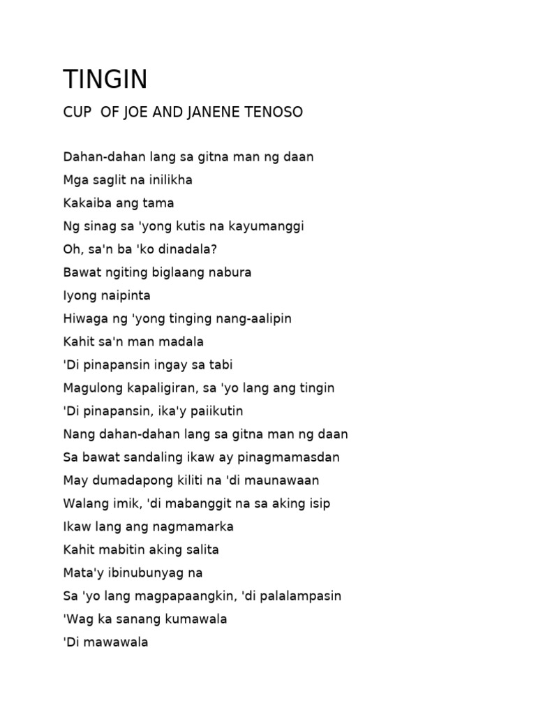 Tingin Lyrics | PDF