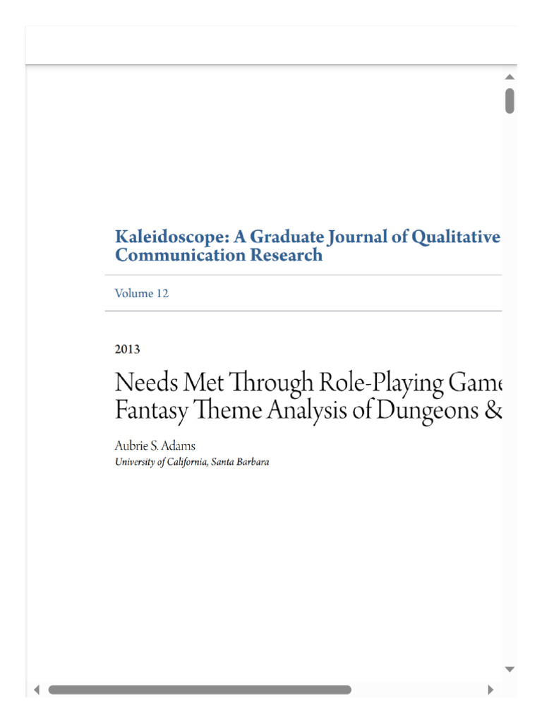 Needs Met Through Role-Playing Games_ a Fantasy Theme Analysis of ...