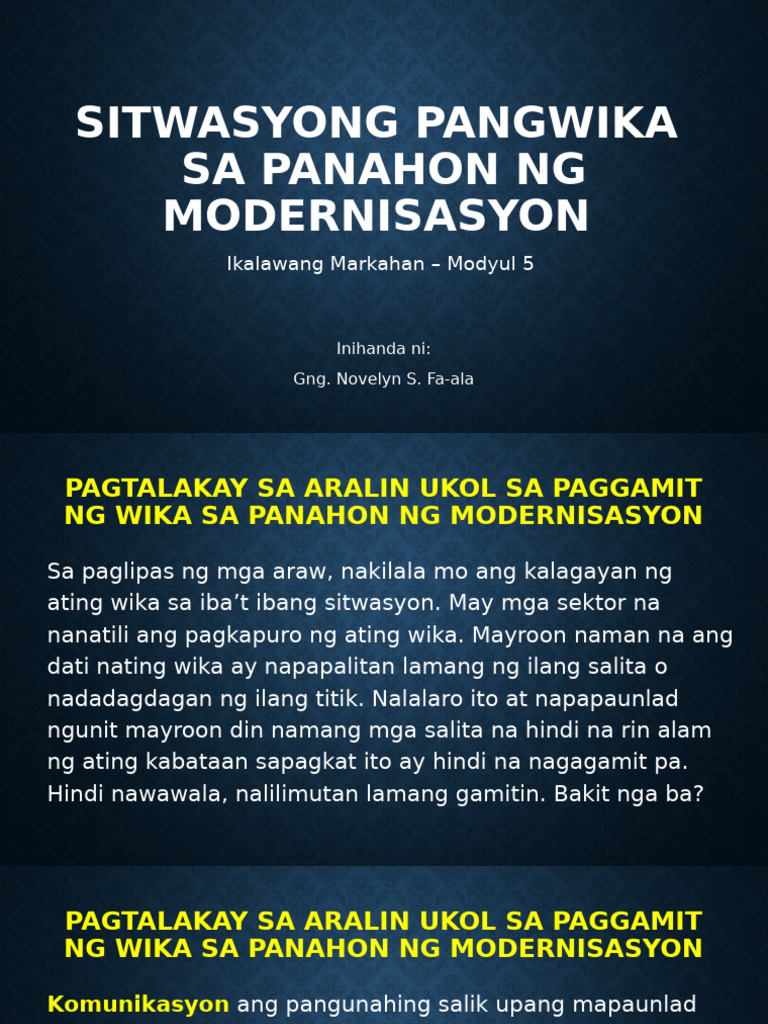 Q2 KPWKP Aralin 7 Sitwasyong Pangwika Sa Panahon NG Modernisasyon | PDF
