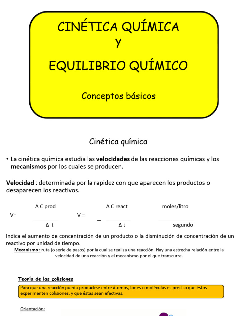 Cinética y Equilibrio Químico Básico | PDF | Equilibrio químico | Cinética química