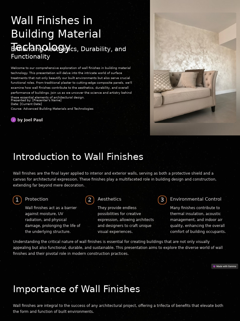 Aesthetic Wall Finishes Overview | PDF | Plaster | Tile