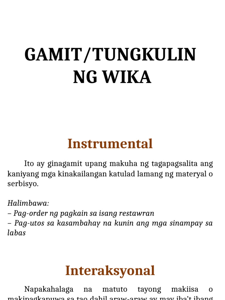 Gamit at Tungkulin NG Wika | PDF