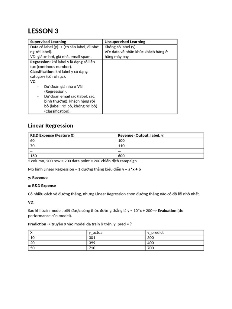 Lesson 3: Linear Regression | PDF