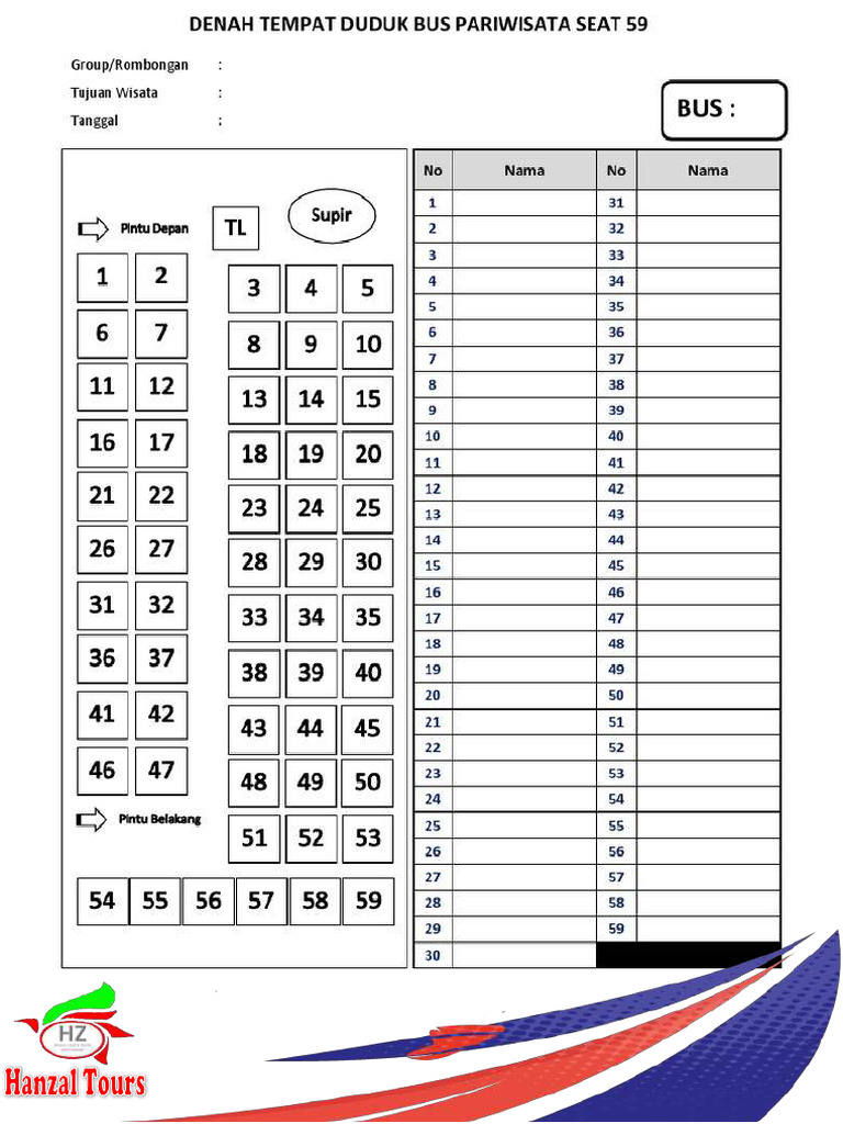 Denah Bus Seat 59 | PDF