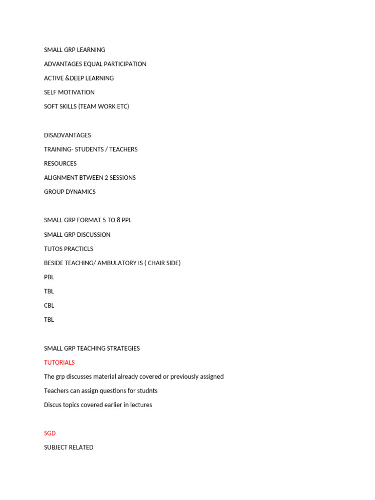 SMALL GRP LEARNING | PDF