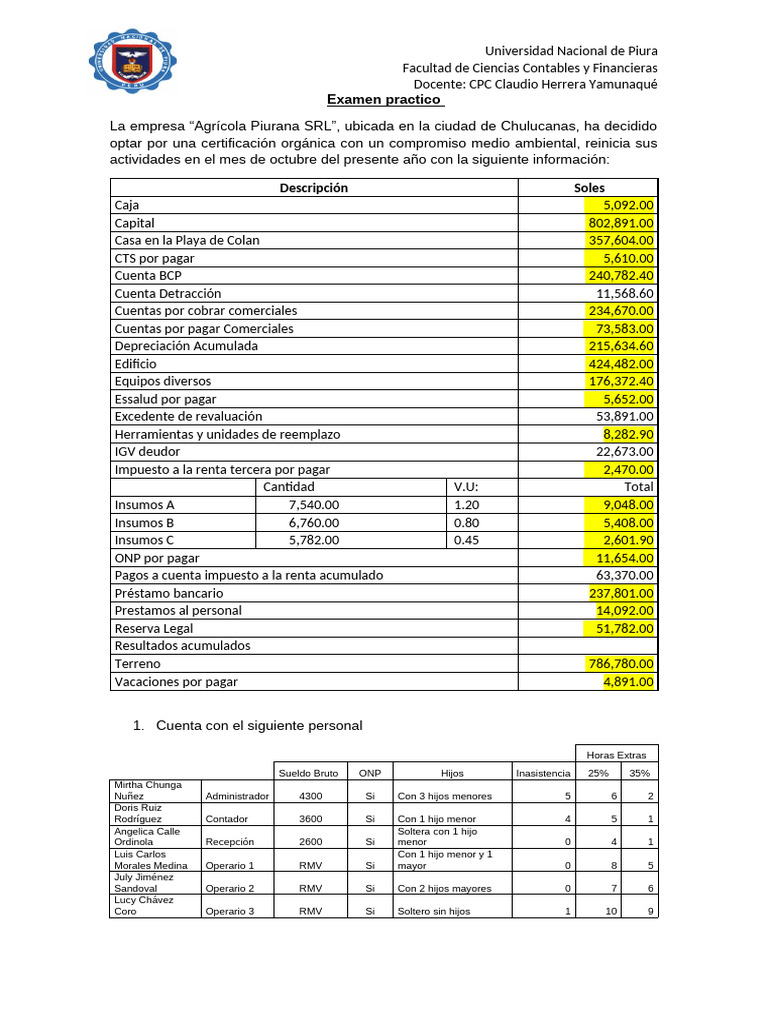 Examen practico | PDF | Economias | Servicios financieros