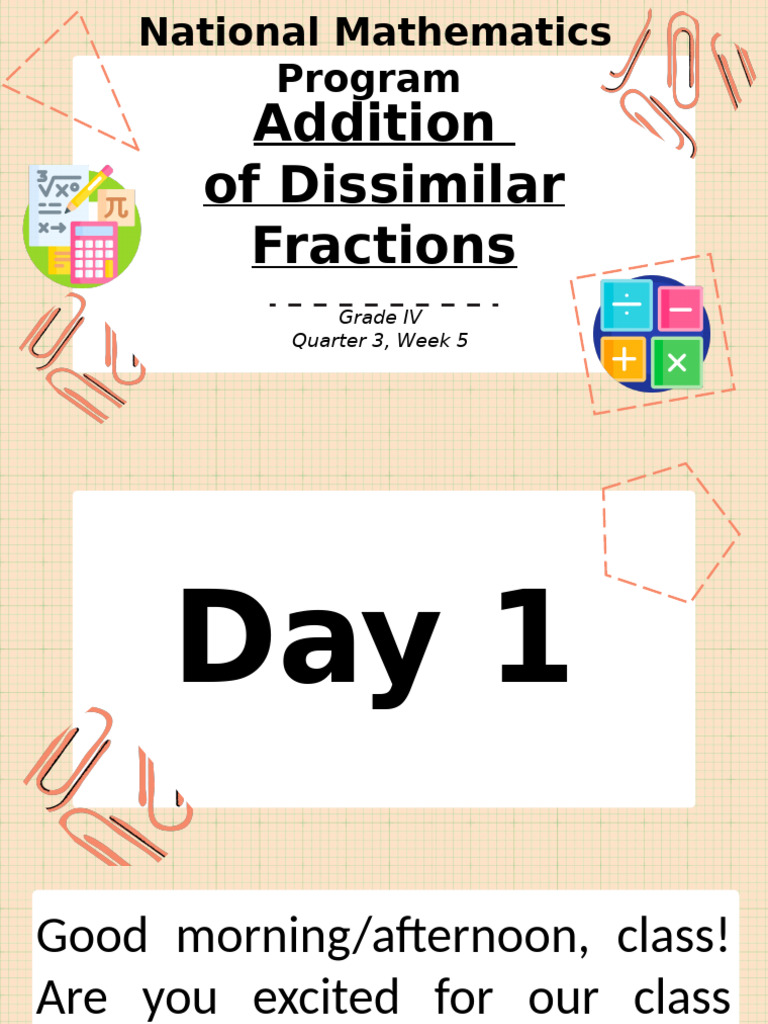 Adding Dissimilar Fractions: Week 5 | PDF | Mathematics | Division ...