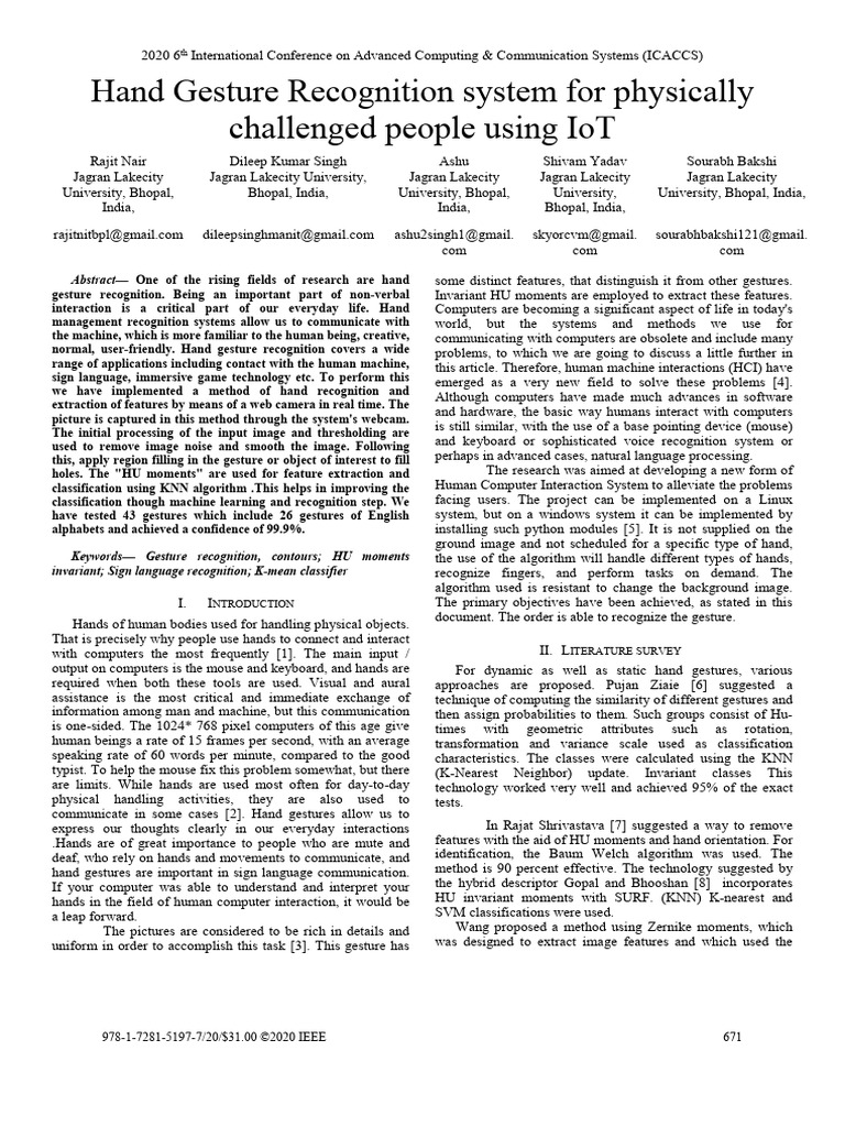 Hand Gesture Recognition System For Physically Challenged People Using ...