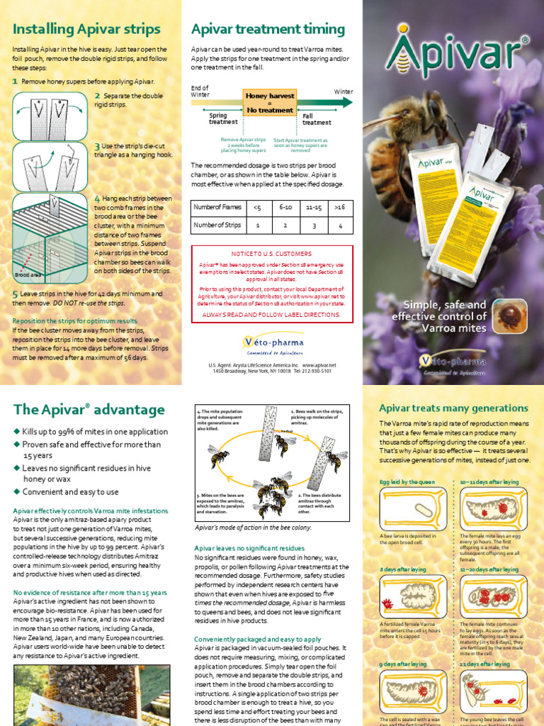 Apivar Leaflet EDITED 010413 | PDF | Honey Bee | Beehive