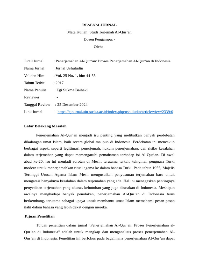 Contoh Resensi Jurnal | PDF