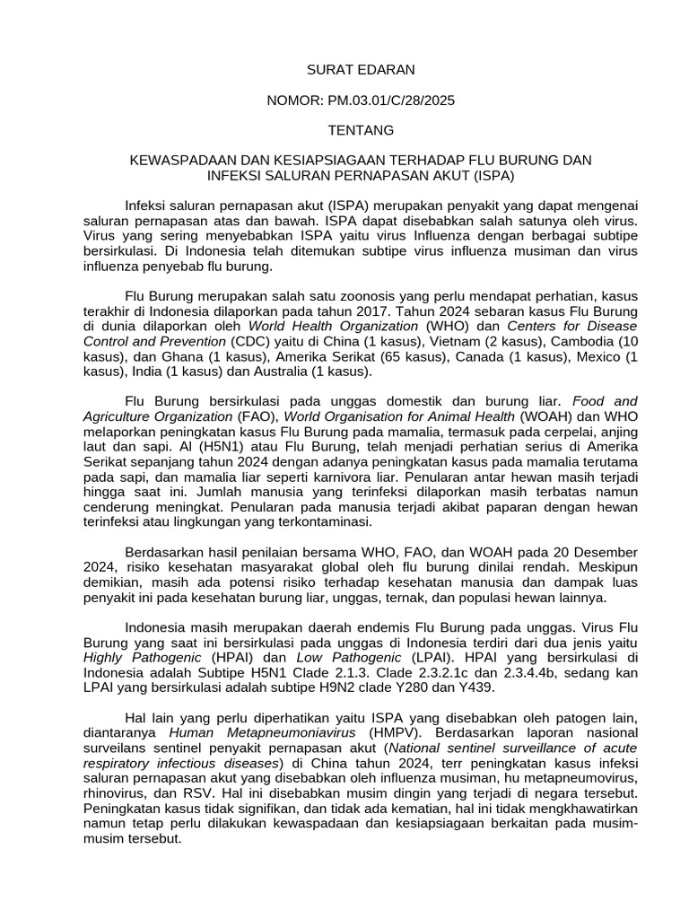 Kewaspadaan Flu Burung Dan ISPA | PDF