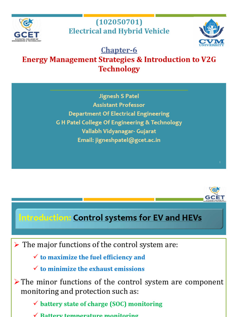 Ch-6 - EMS and Introduction To Vehicle To Grid (V2G) Technology | PDF ...