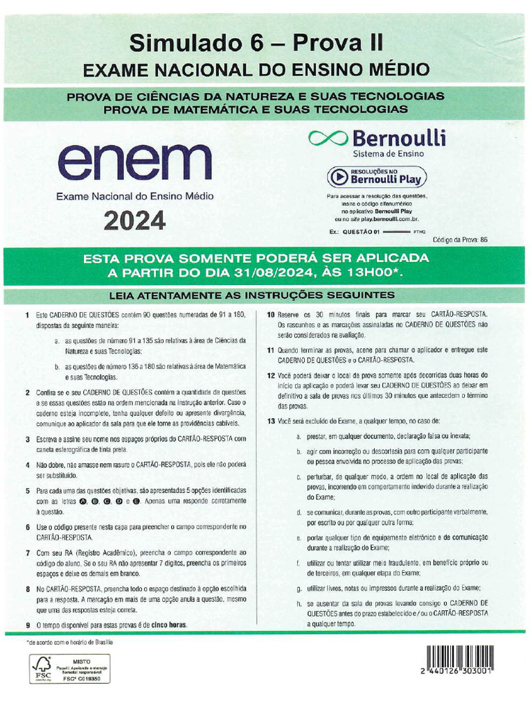 Ciclo 10 - Bernouli 6 - Prova 2-Compactado | PDF