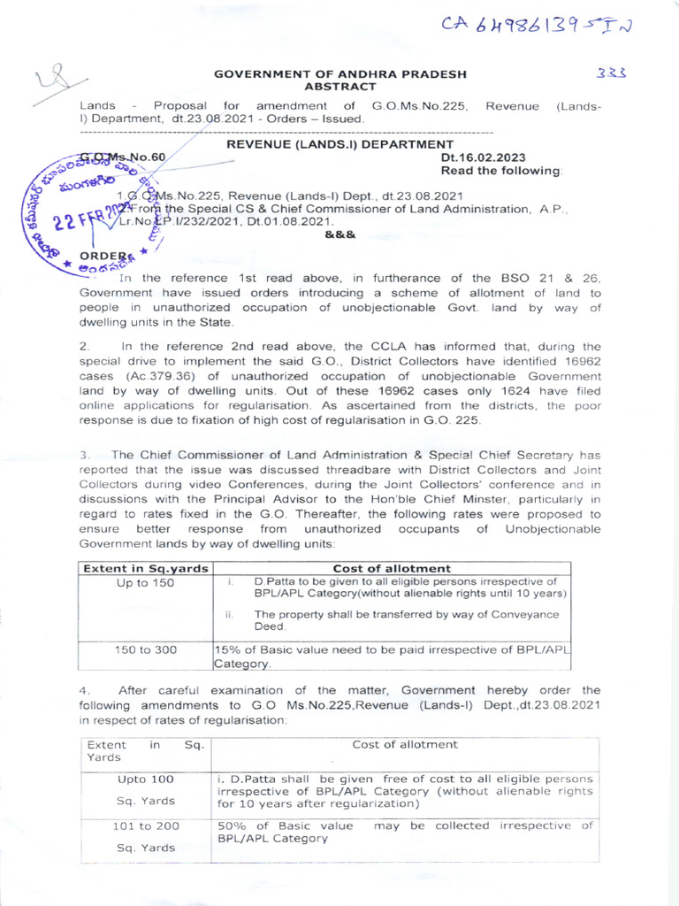 GO MS No 60 | PDF | Government