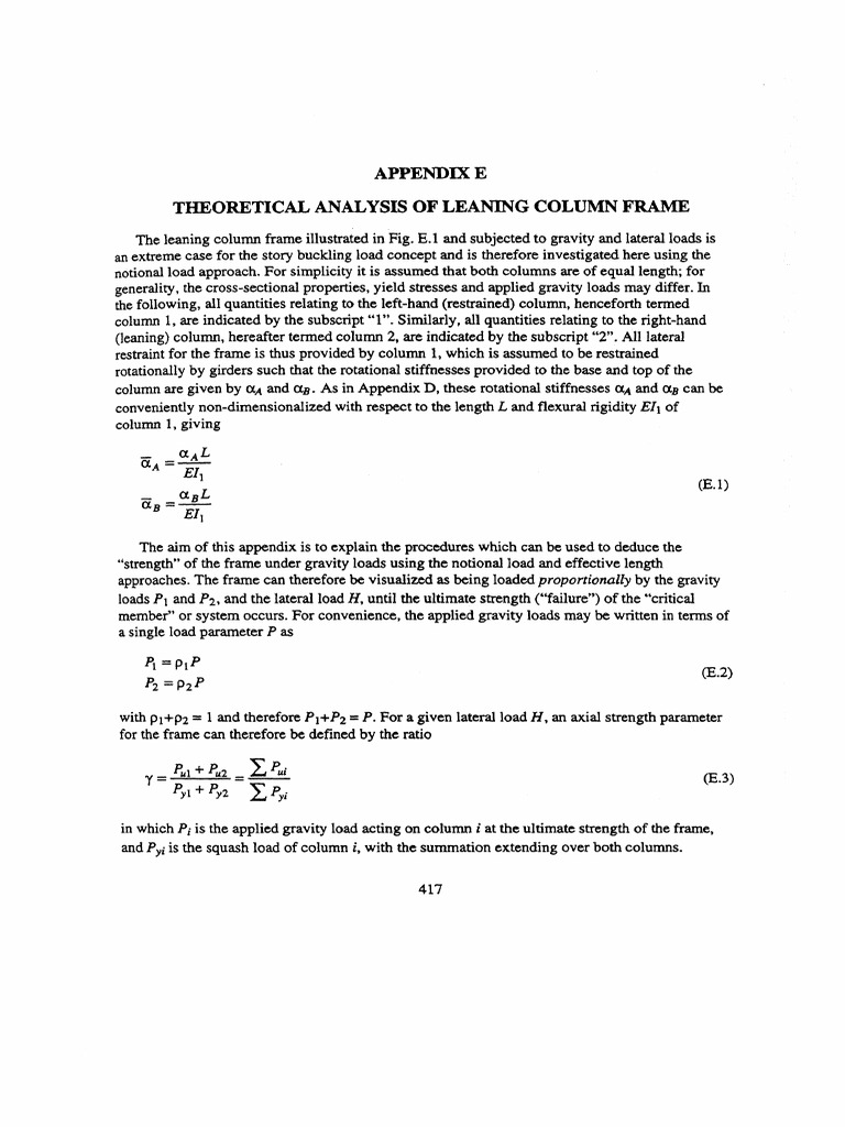 Theoretical Analysis of Leaning Column Frame 1997 | PDF | Buckling ...