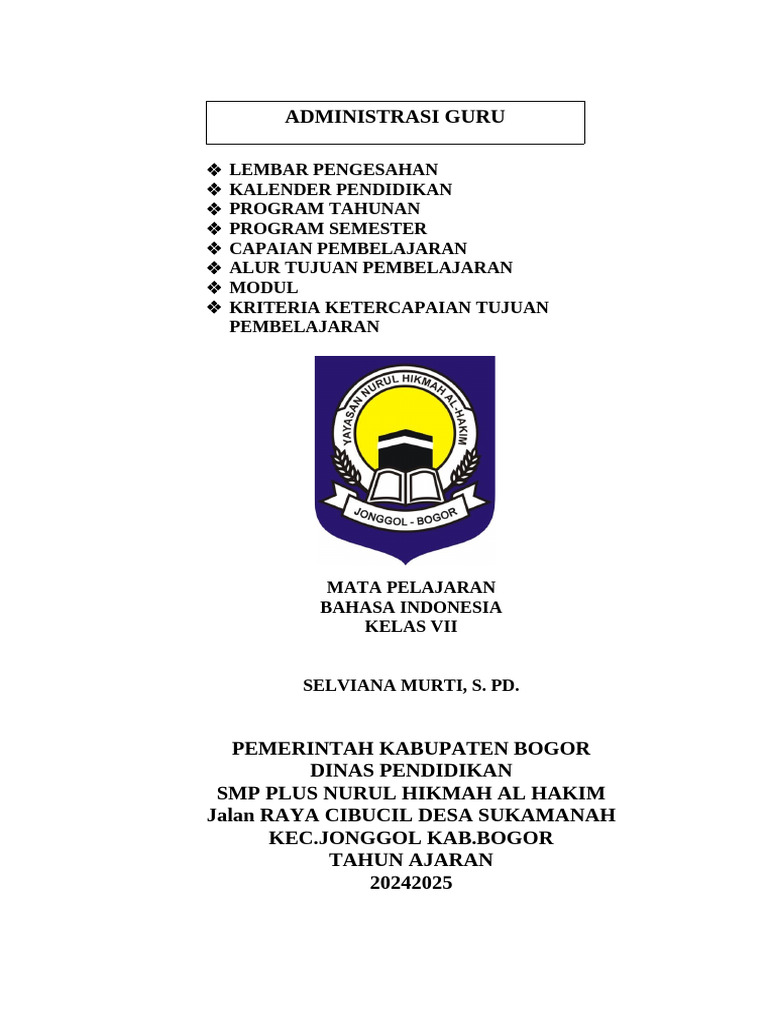 Cover Administrasi Guru | PDF