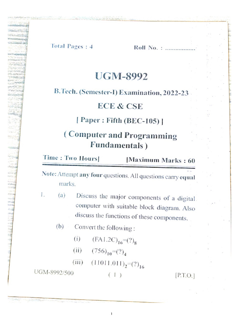 Computer sem 1 pyqs (2) | PDF
