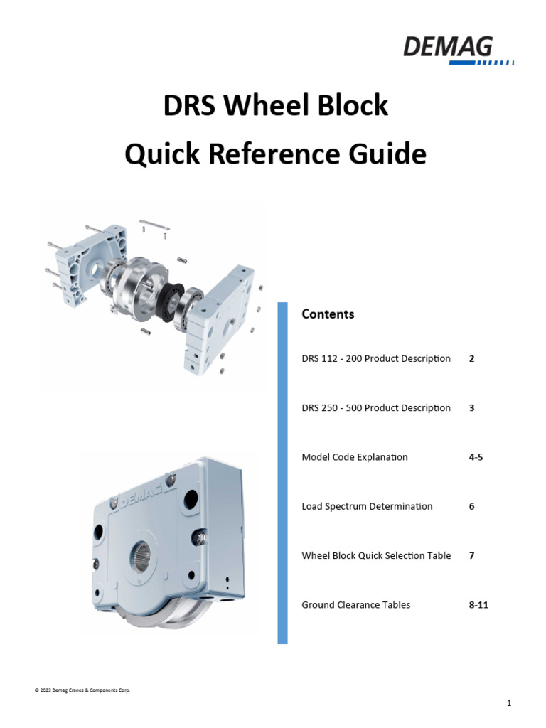 Demag DRS Wheel Block Quick Ref Guide | PDF | Bearing (Mechanical ...
