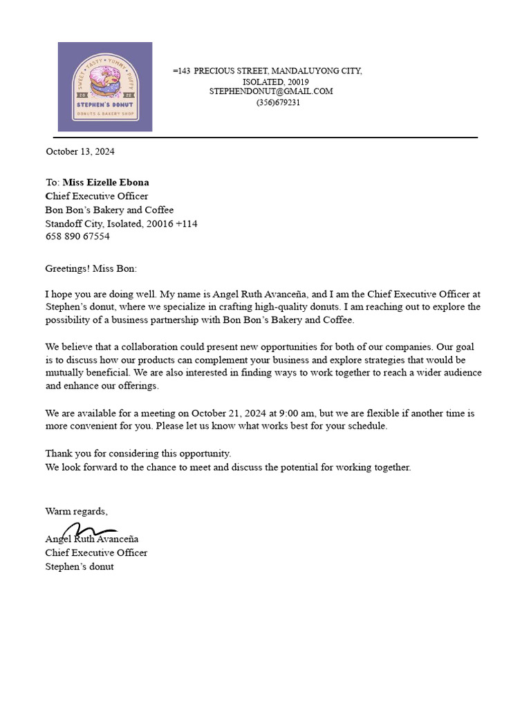 Business Letter - Avanceña (B7) | PDF