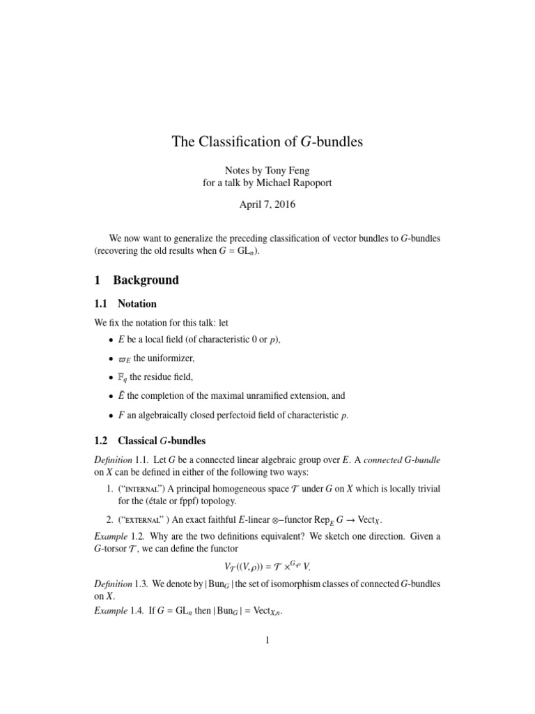 11 Classification g Bundles | PDF | Field (Mathematics) | Vector Space