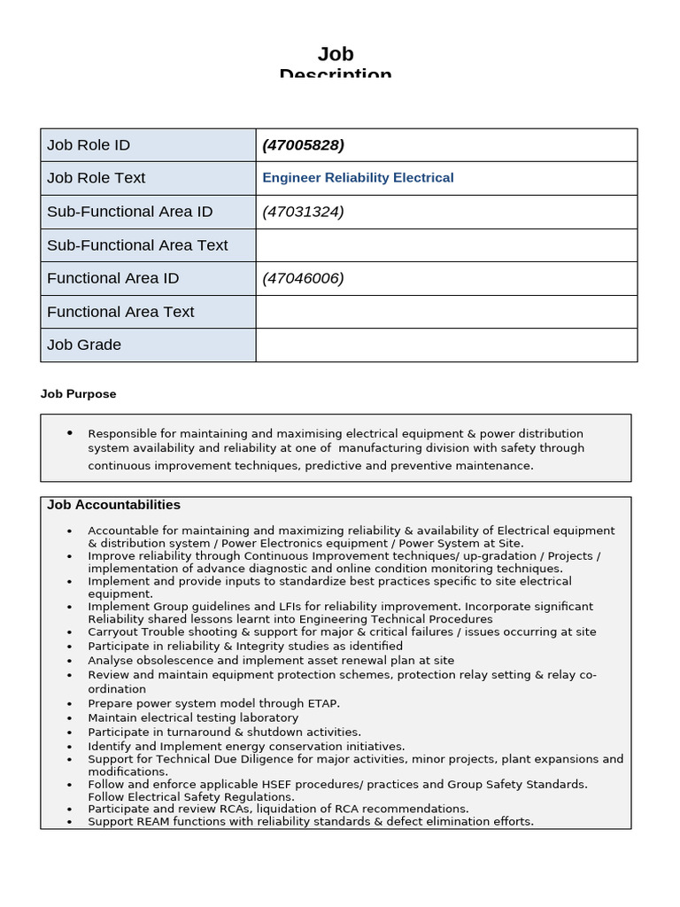 Electrical Reliability Engineer Role | PDF | Reliability Engineering ...