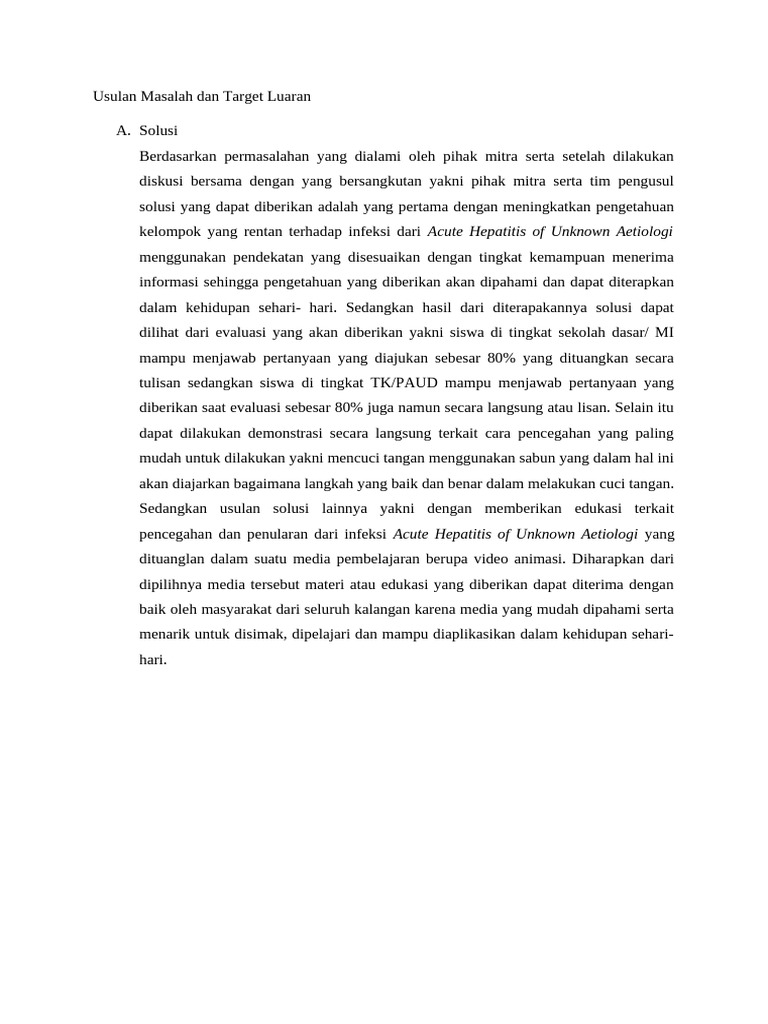 Usulan Masalah dan Target Luaran bagian solusi | PDF Usulan Masalah dan Target Luaran bagian solusi | PDF