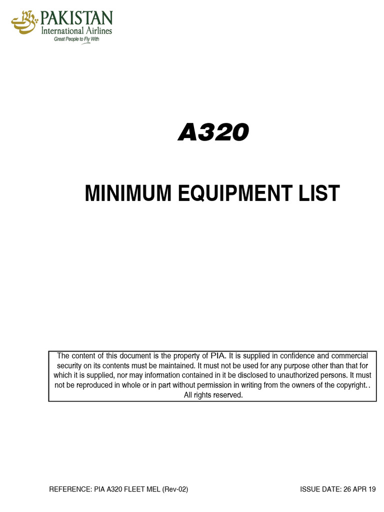 MEL Rev-02 A320(1) | PDF | Air Traffic Control | Cockpit