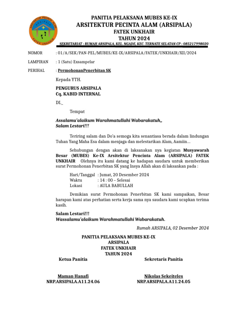 01 SK PANITIA MUBES | PDF