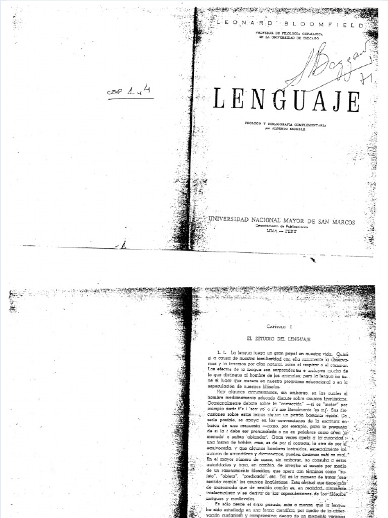 Leonard Bloomfield Lenguaje Cap 1 y 4 | PDF
