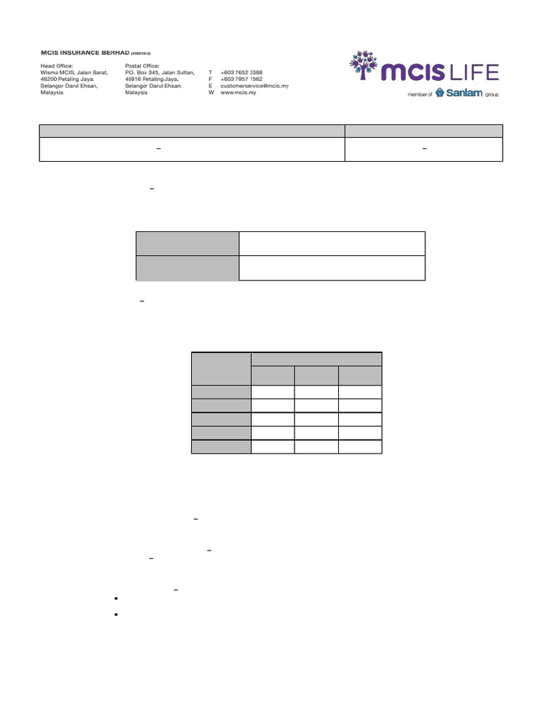 Life Insurance Product Disclosure Sheet - BM | PDF