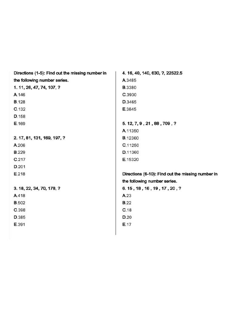 Number Series Test | PDF