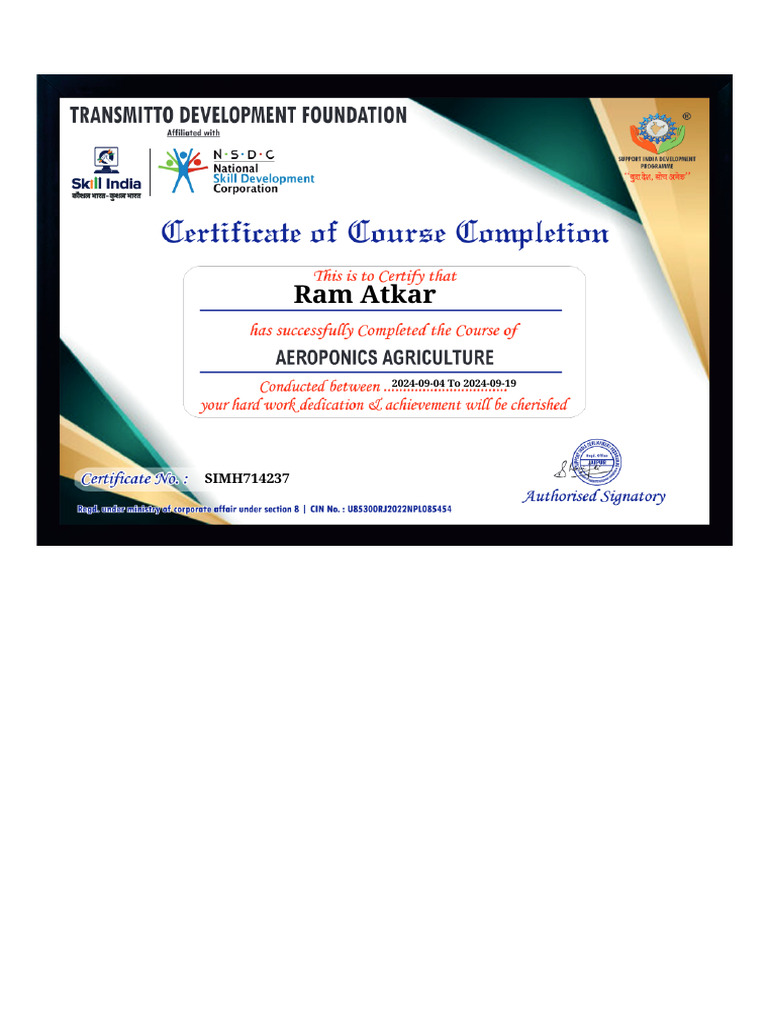 NSDC Certificate | PDF