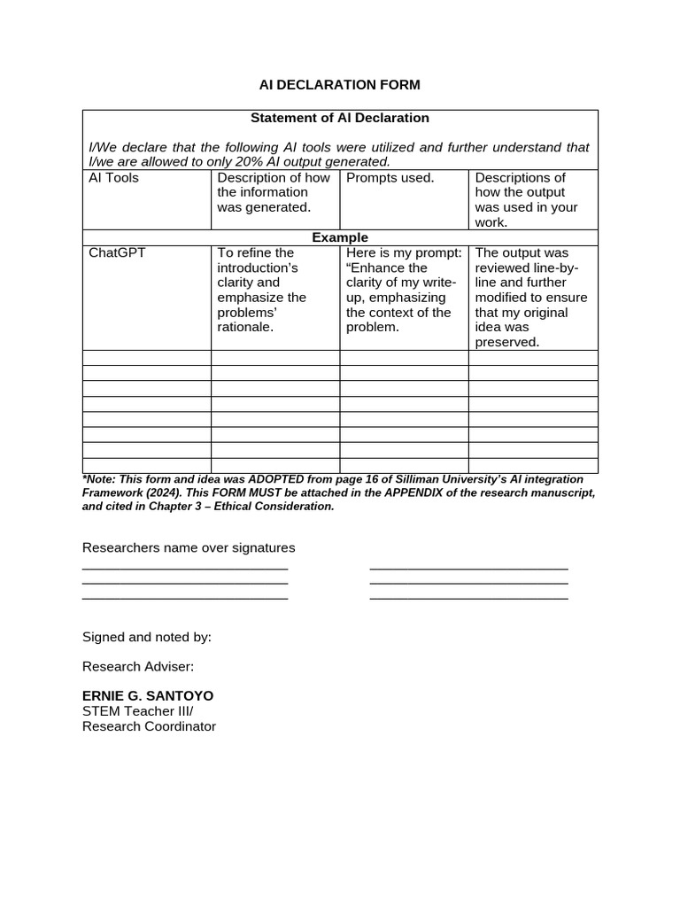 AI Declaration and Research Approval Form | PDF | Employment | Human ...
