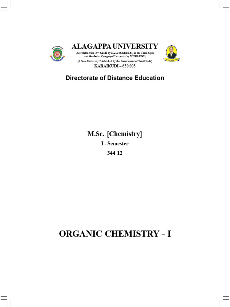 PG - M.Sc. - Chemistry - M.Sc. (Chemistry) - 344 12 - Organic Chemistry-1 | PDF | Organic ...