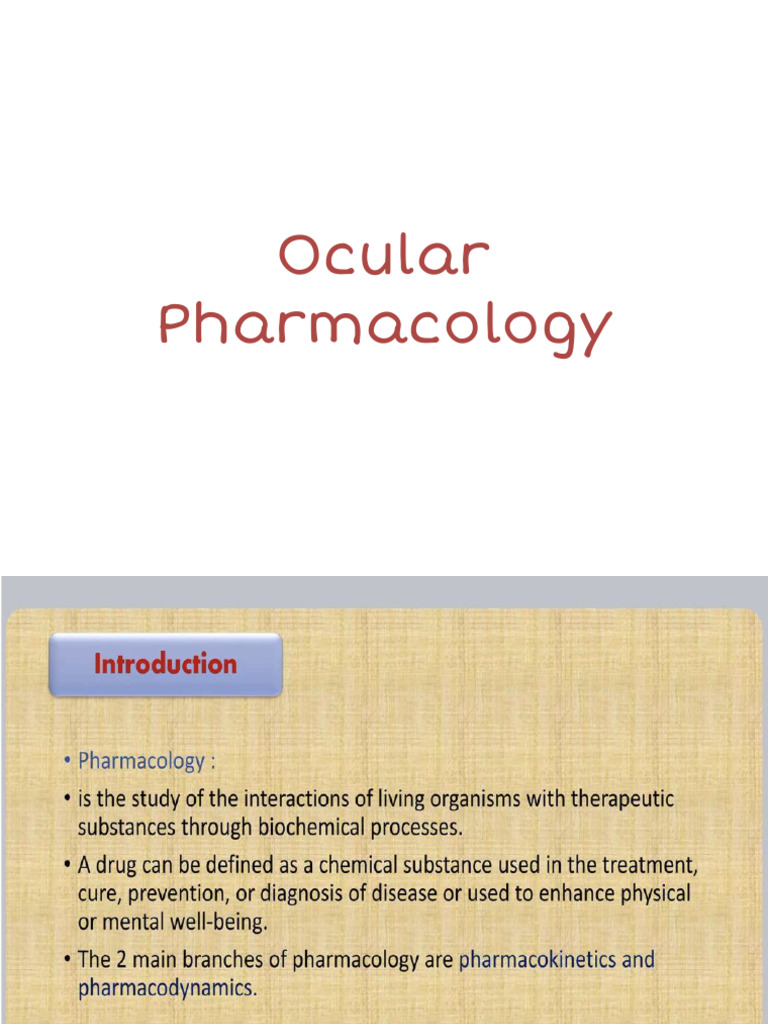 Ocular Pharmacology Overview | PDF