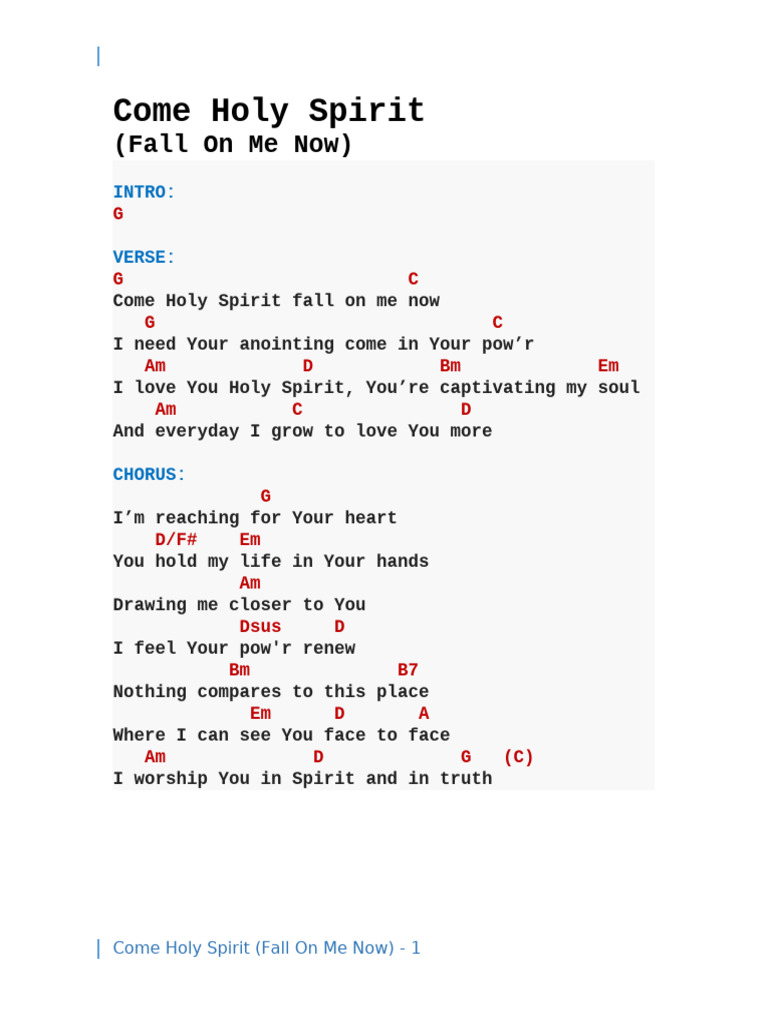 Come Holy Spirit Key of G | PDF