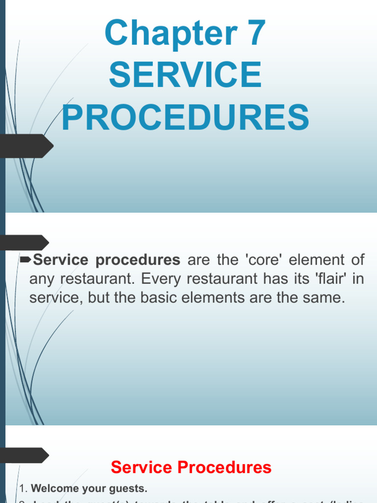 Essential Restaurant Service Procedures | PDF | Tableware | Cuisine