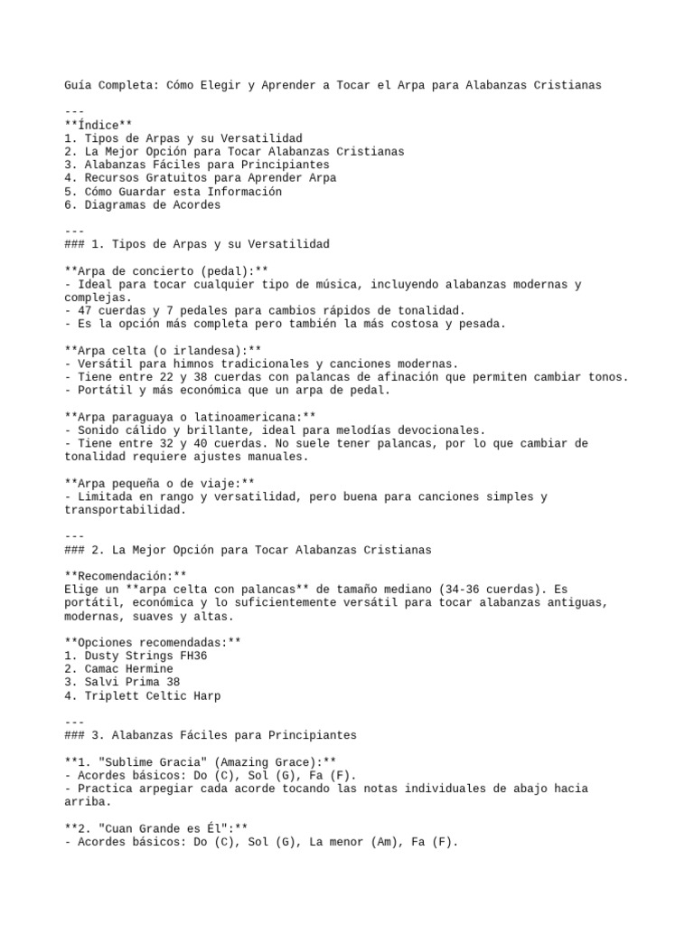 Guia Aprendizaje Arpa | PDF | Acorde (Música)