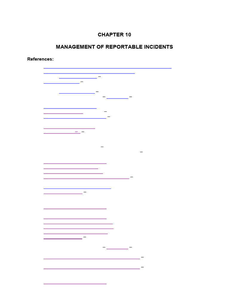 Army Standing Instructions (Personnel) Part 12 Chapter 10 Management of Reportable Incidents ...