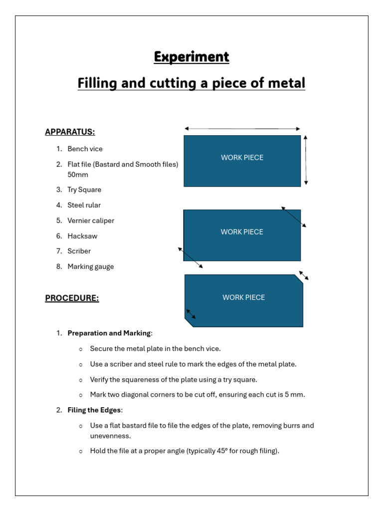 Metal Cutting and Filing Techniques | PDF