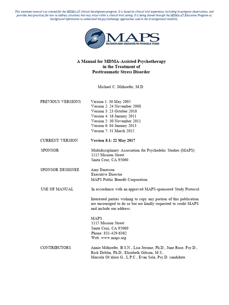 MAPS Treatment Manual | PDF | Psychotherapy | Psychological Trauma