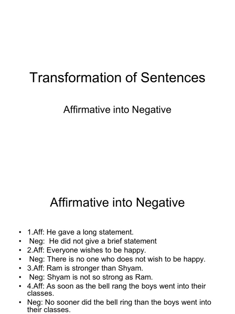 Transformation of Sentences | PDF