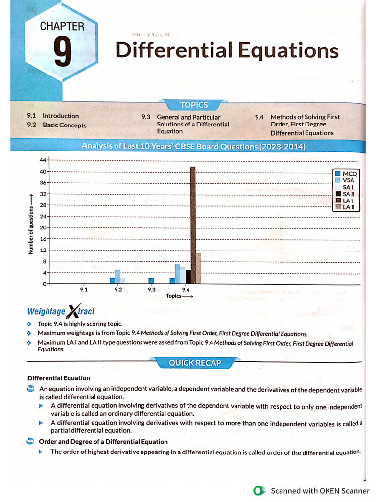XII Maths Chap 9 Differential Equations PYQs MTG | PDF