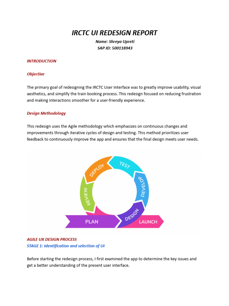 IRCTC User Interface Redesign Report | PDF | Usability | Design