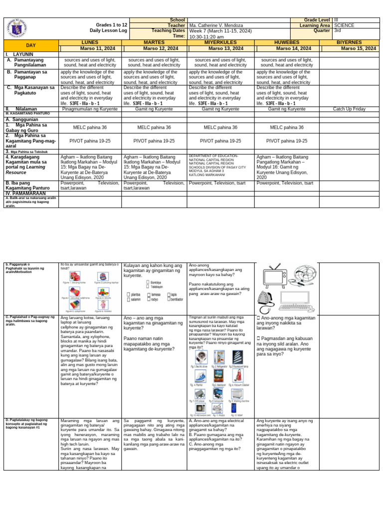 DLL Science q3 Week 7 | PDF